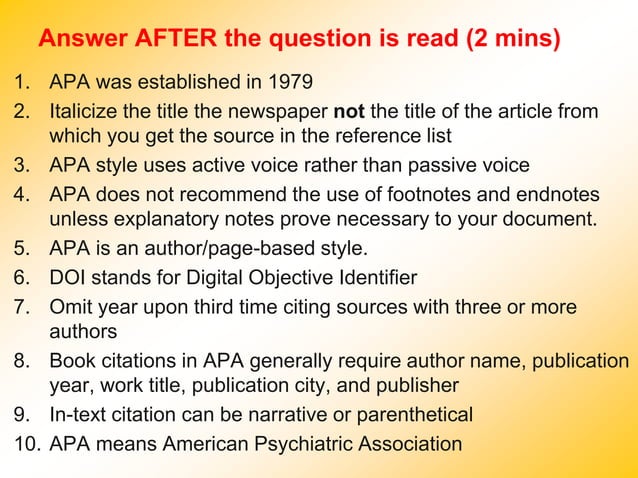 AMERICAN PSYCHOLOGICAL ASSOCIATION REFERENCING STYLE & CITATION | PPT