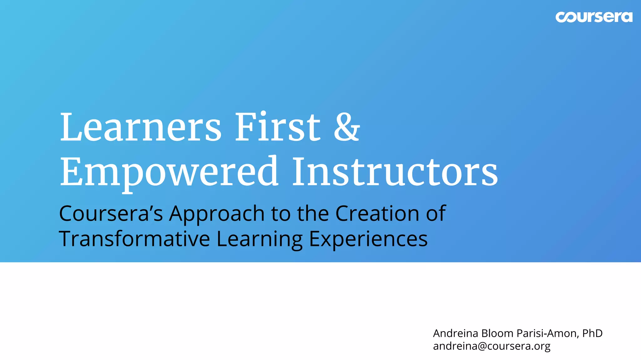Andreina Bloom Parisi-Amon: Presentation: Learners First & Empowering ...