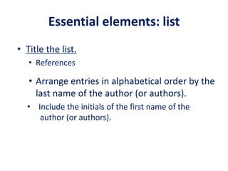 Apa creating_references_ile_may2009 | PPSX