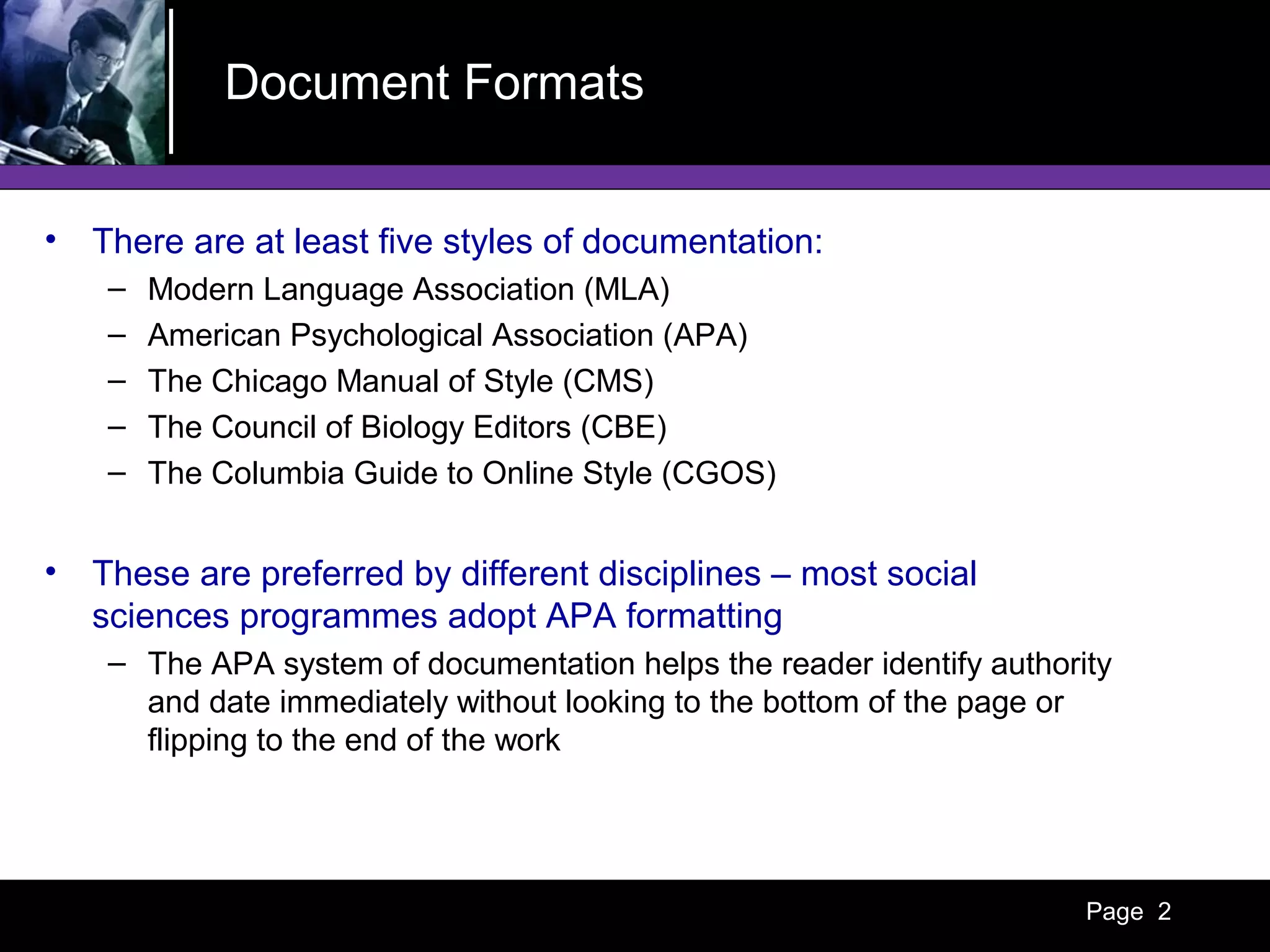 APA Document Format for Academic Writing | PPT