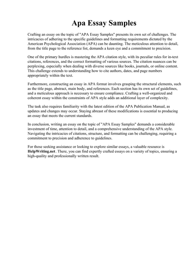 Apa Essay Samples.pdf | Educational Assessment | Education