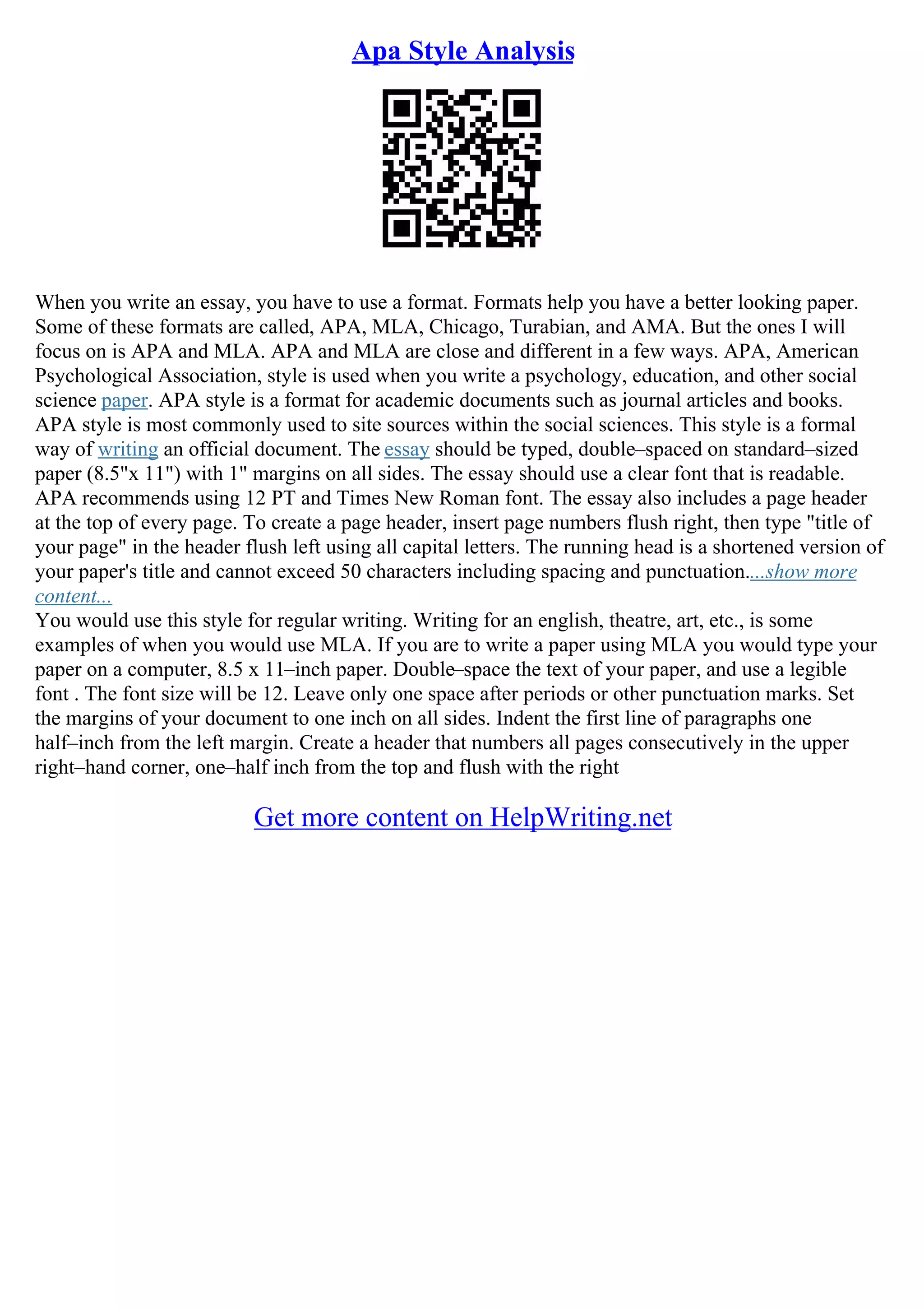 Apa Essay Style | PDF