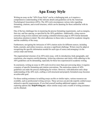 Apa Essay Style | PDF