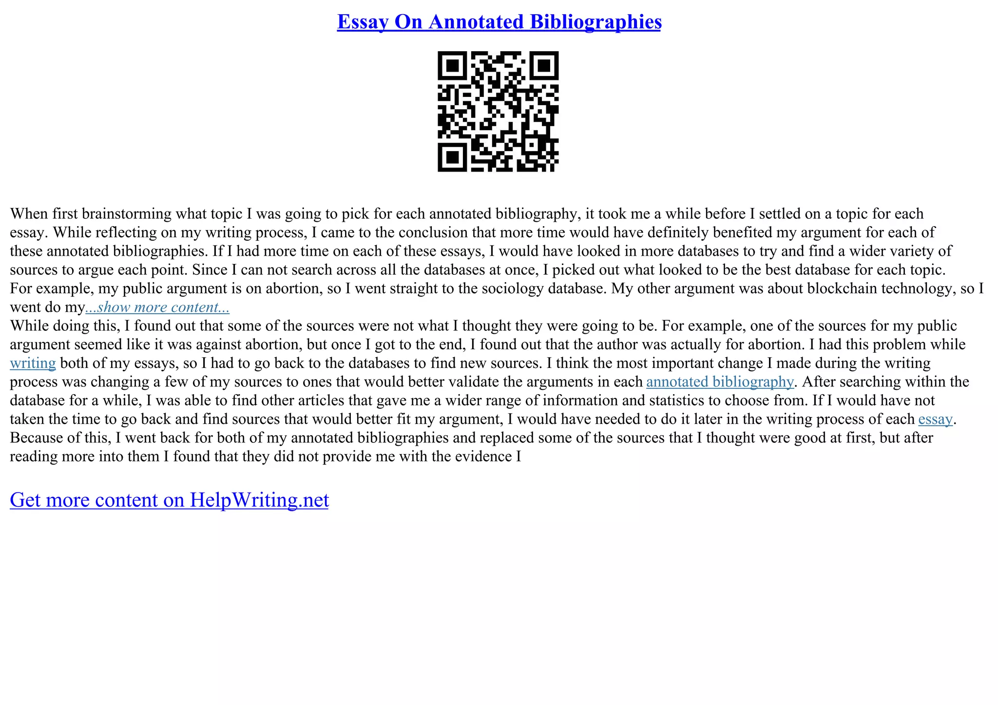 APA Example Of Annotated Bibliography | PDF
