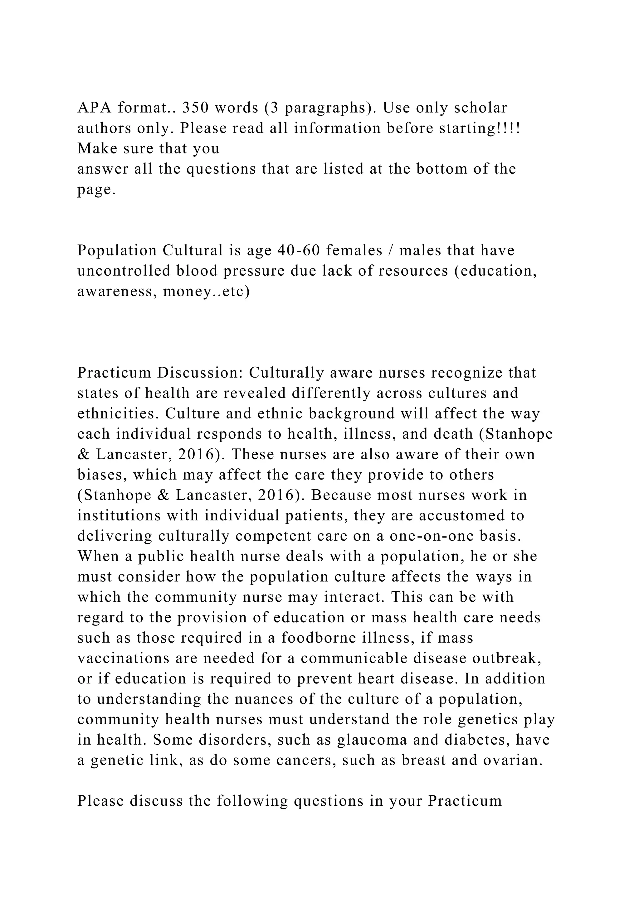 APA format.. 350 words (3 paragraphs). Use only scholar authors only.docx