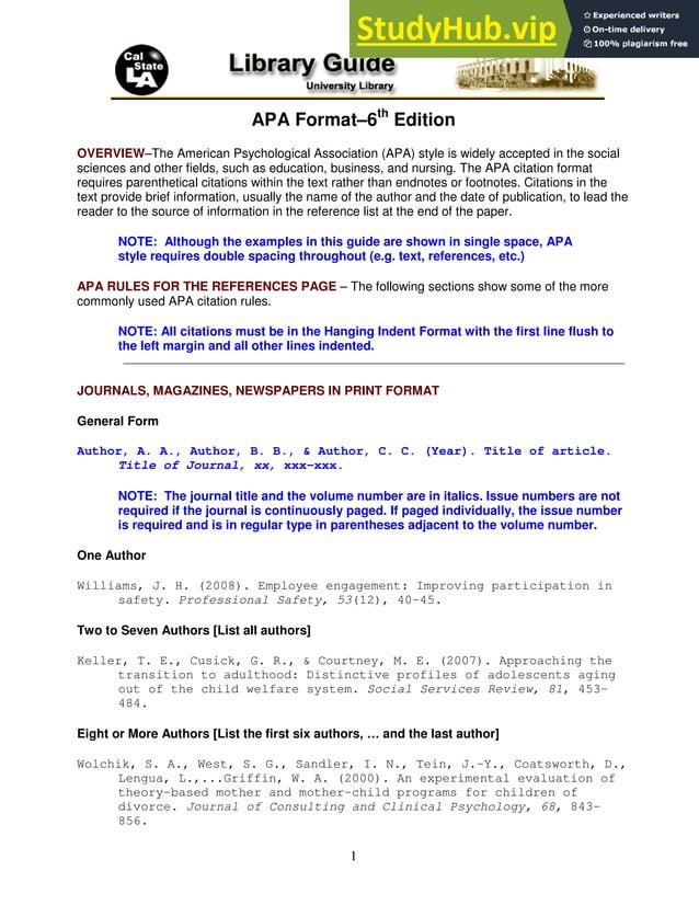 APA Format-6 Th Edition | PDF