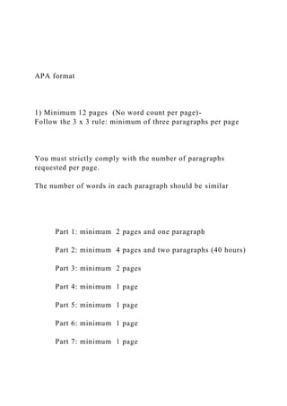 APA format1) Minimum 12 pages (No word count per page | PDF
