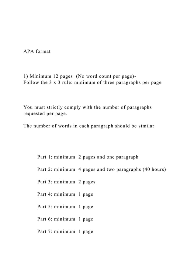 APA format1) Minimum 12 pages (No word count per page | PDF