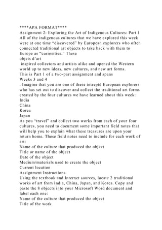 APA FORMATAssignment 2 Exploring the Art of Indigenous Cu.docx