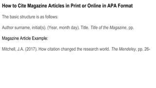 APA Format Citation Guide to undergraduates | PPTX | Publishing ...