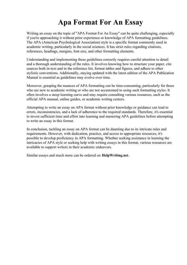 Apa Format For An Essay | PDF