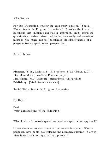 APA FormatFor this Discussion, review the case study entitled, | PDF