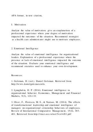 APA format, in-text citation, I. MotivationAnalyze the va | DOCX