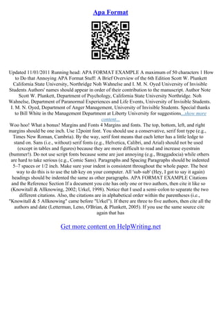 Apa Format In Essay | PDF