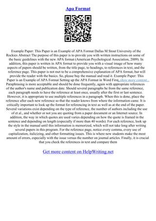 Apa Format In Essay | PDF