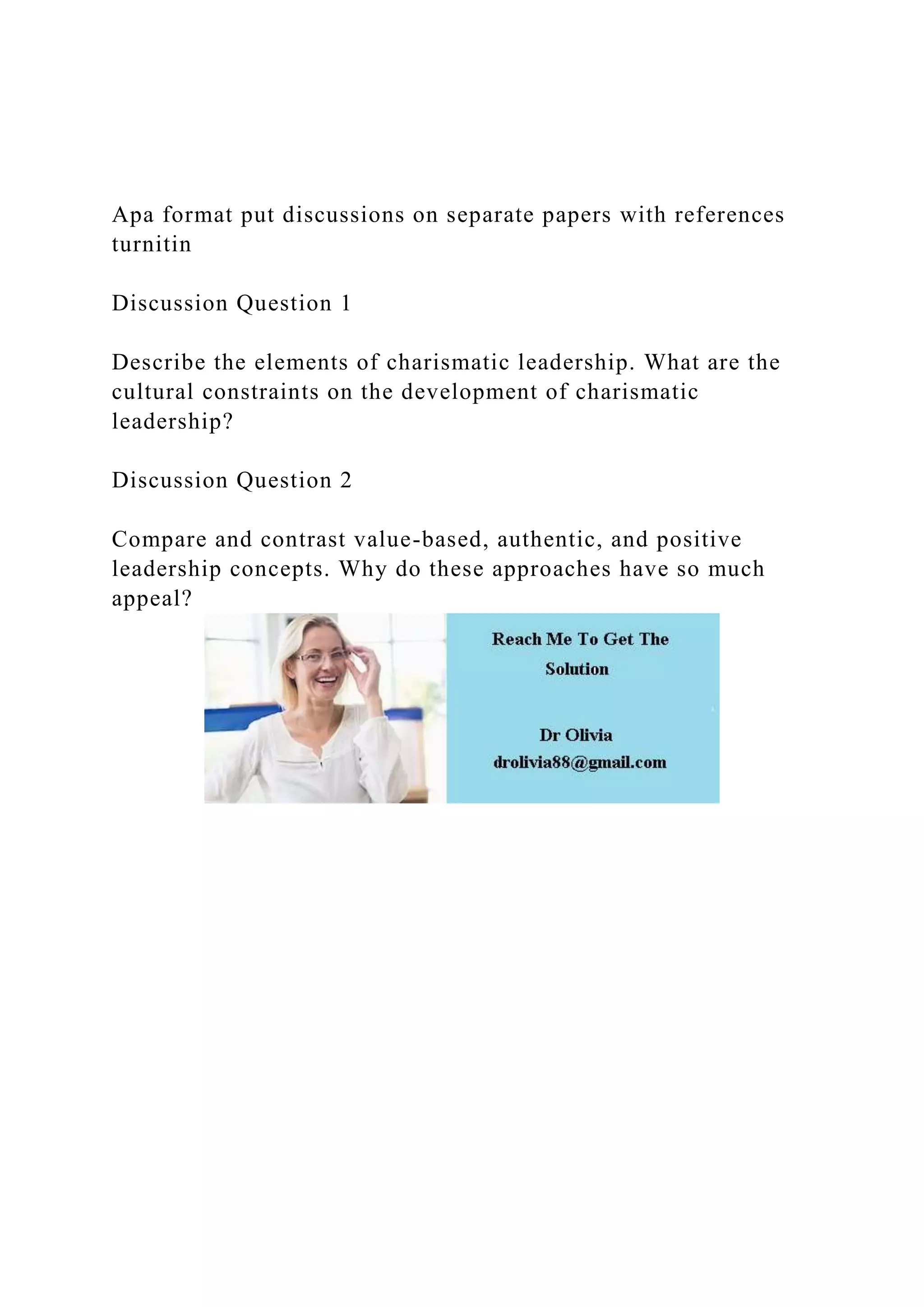 Apa format put discussions on separate papers with references tu.docx