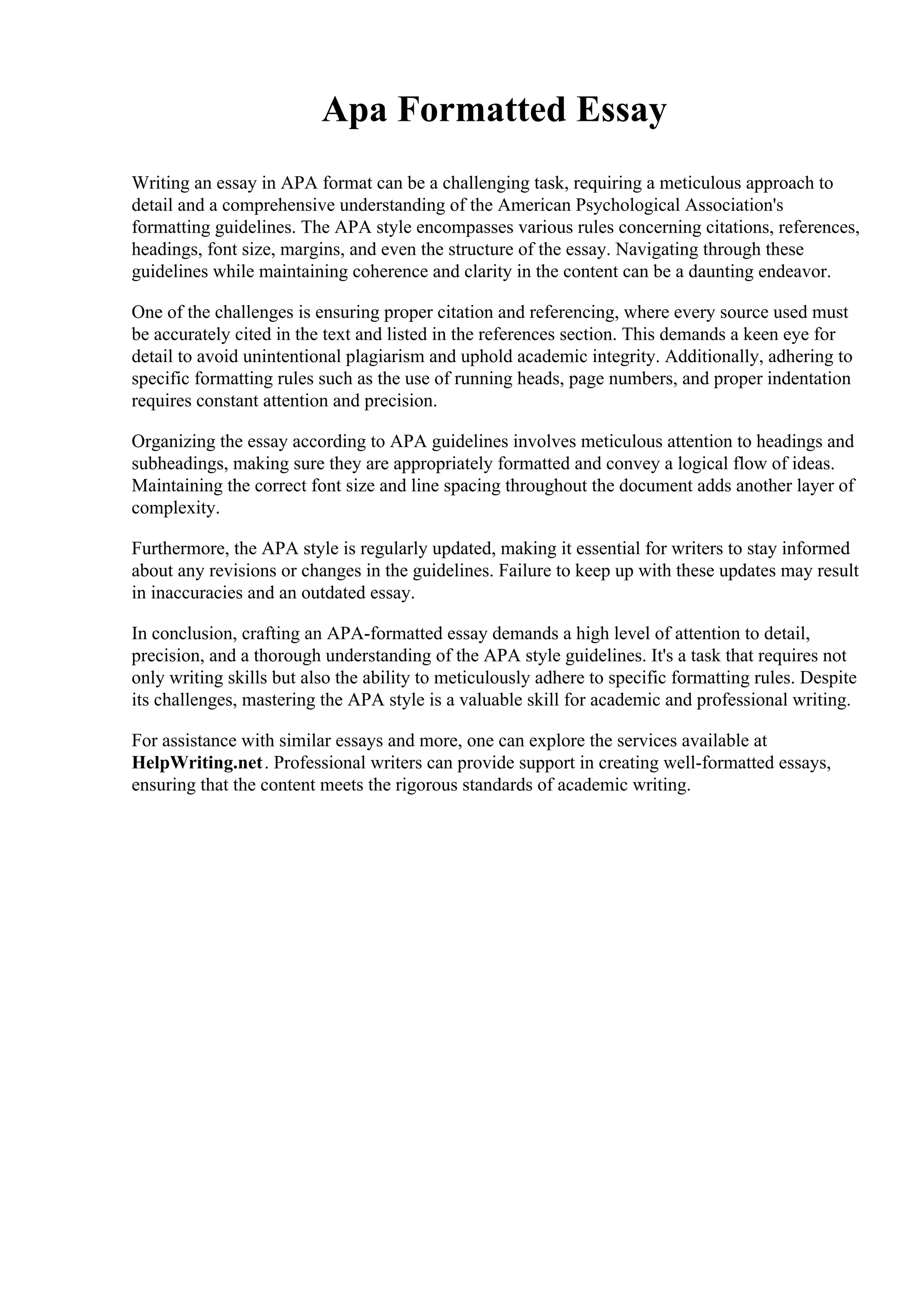 Apa Formatted Essay | PDF