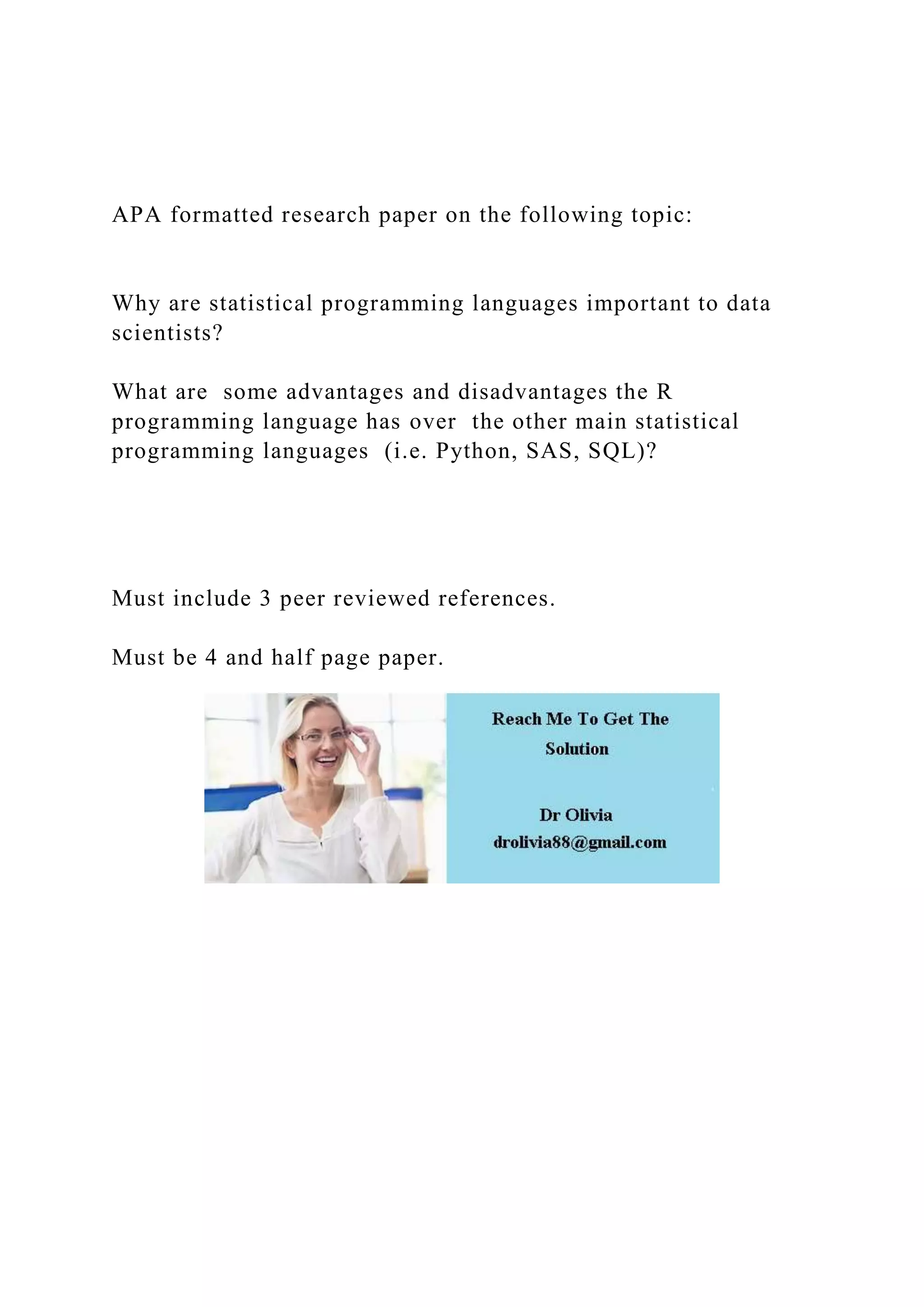 APA formatted research paper on the following topicWhy ar | PDF