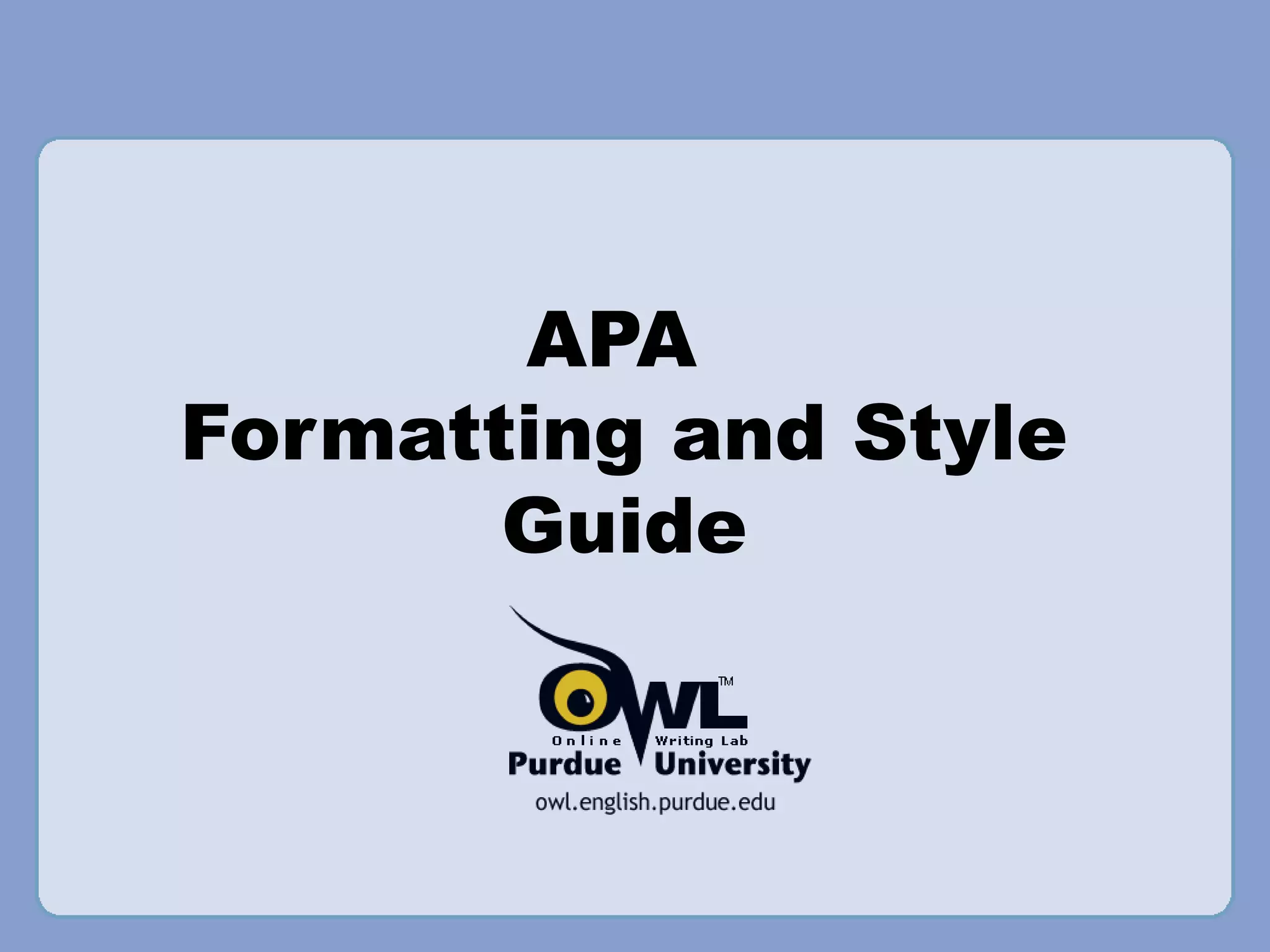 Apa formatting | PPT