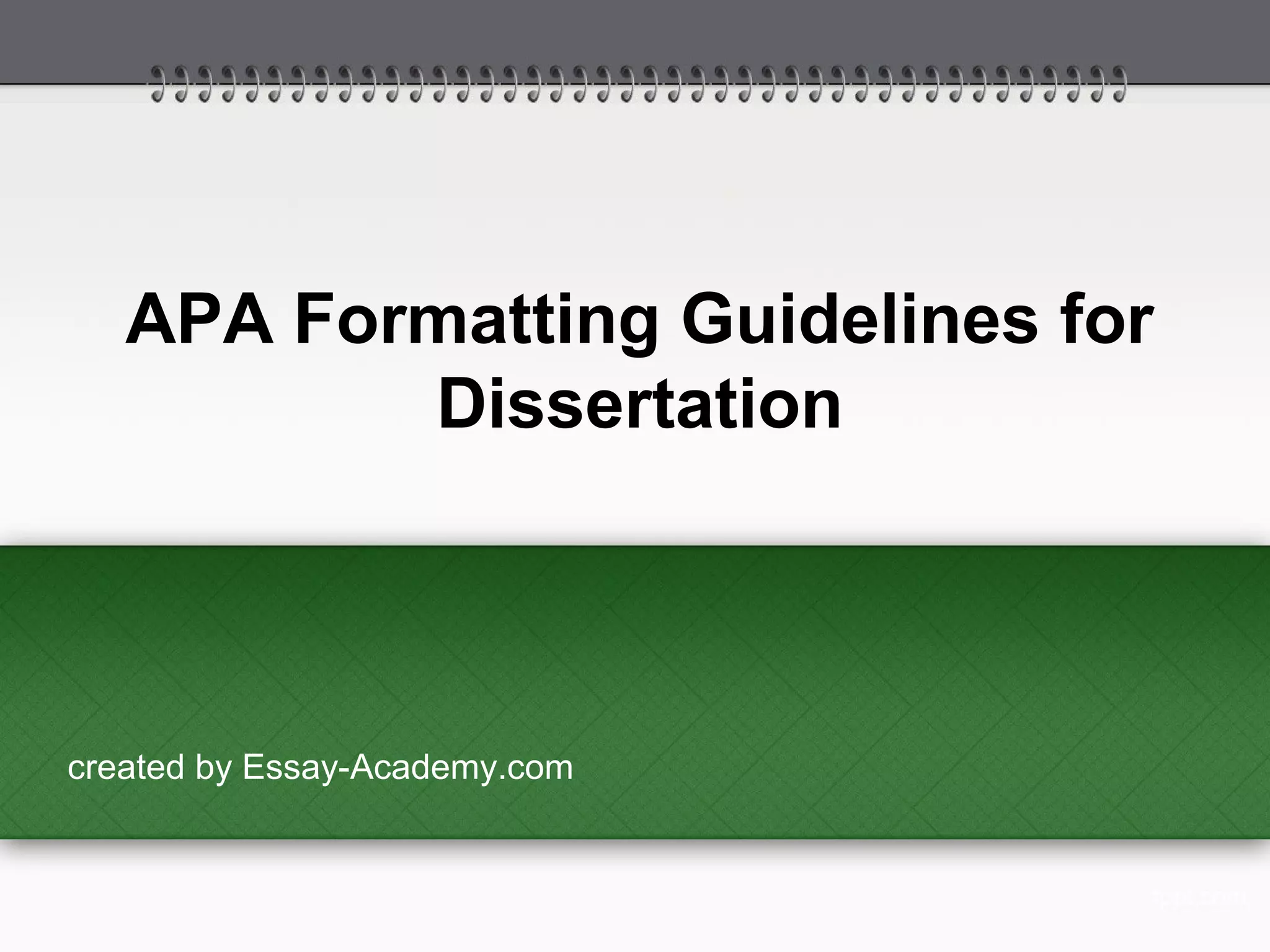 Apa formatting guidelines for dissertation | PPT