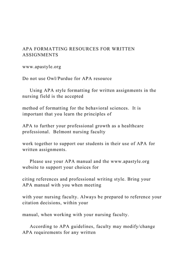 APA FORMATTING RESOURCES FOR WRITTEN ASSIGNMENTS www.apast.docx | Desktop Publishing | Computer ...