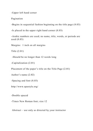 APA FORMATTING RESOURCES FOR WRITTEN ASSIGNMENTS www.apast.docx ...