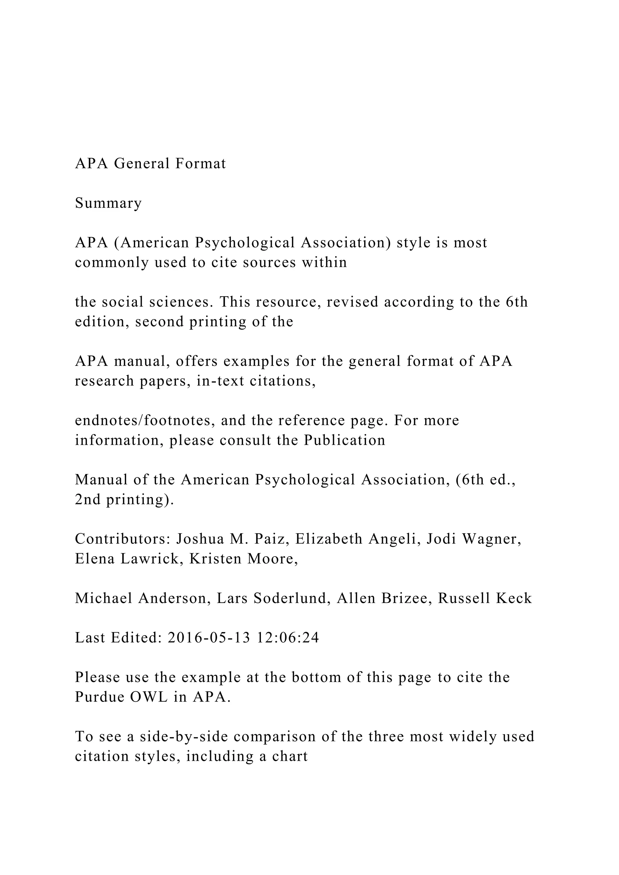 APA General Format Summary APA (American Psychological.docx