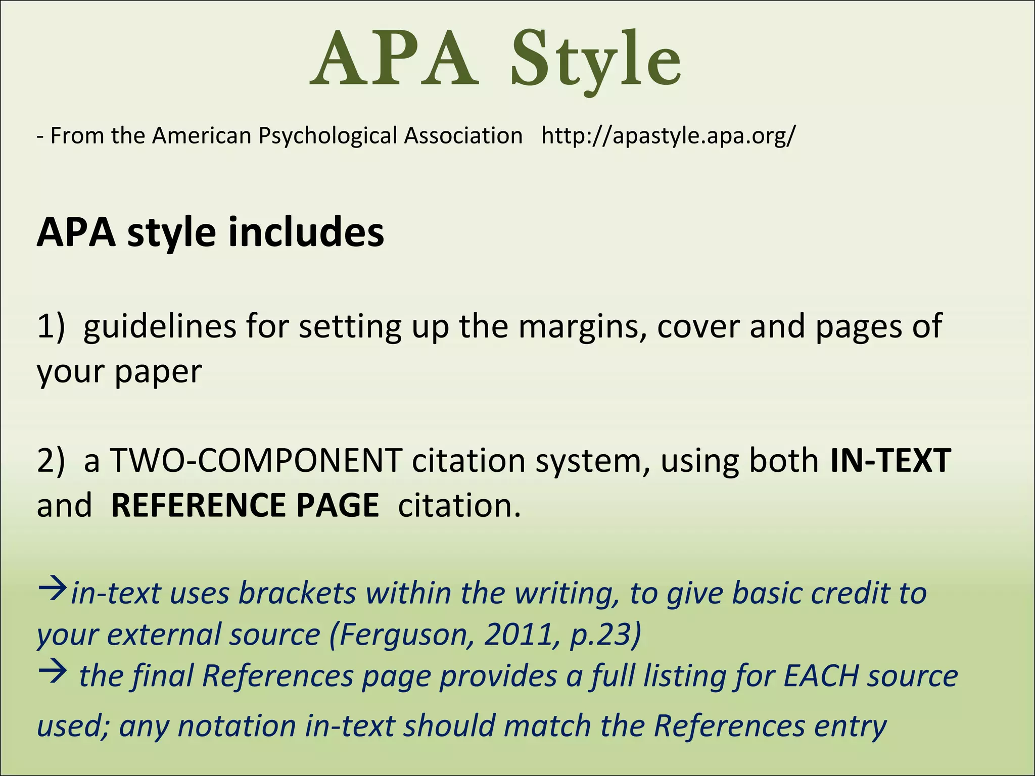APA Guidelines & Formatting | PPT