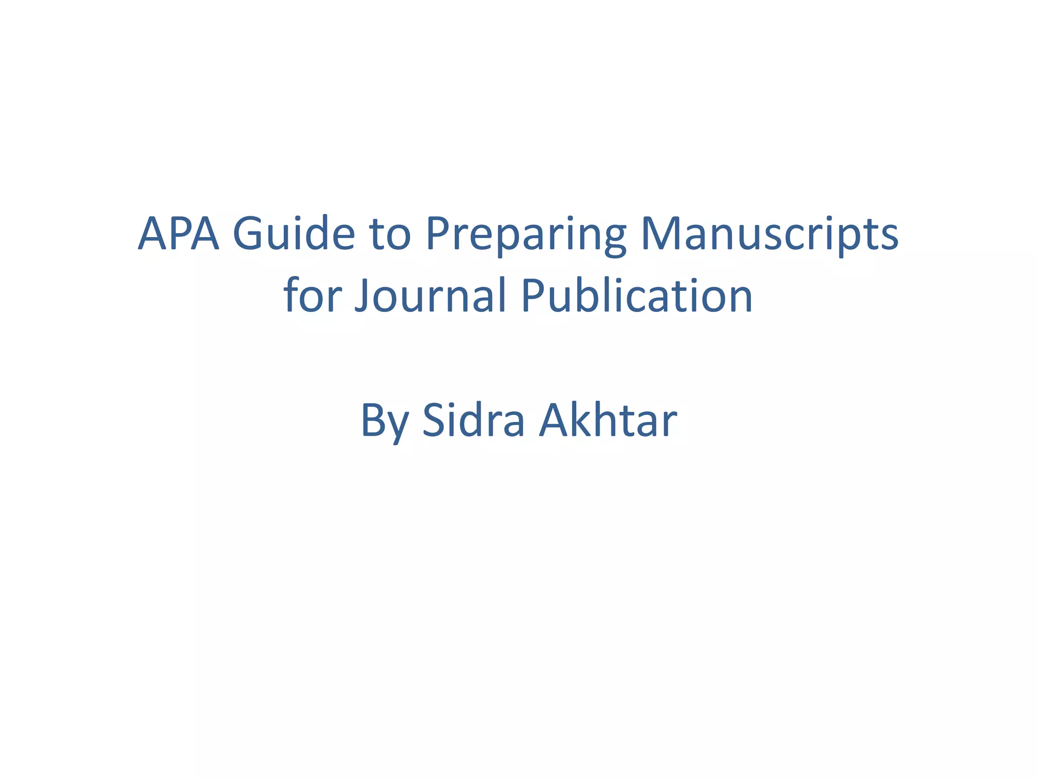 APA Guide to Preparing Manuscripts | PPTX