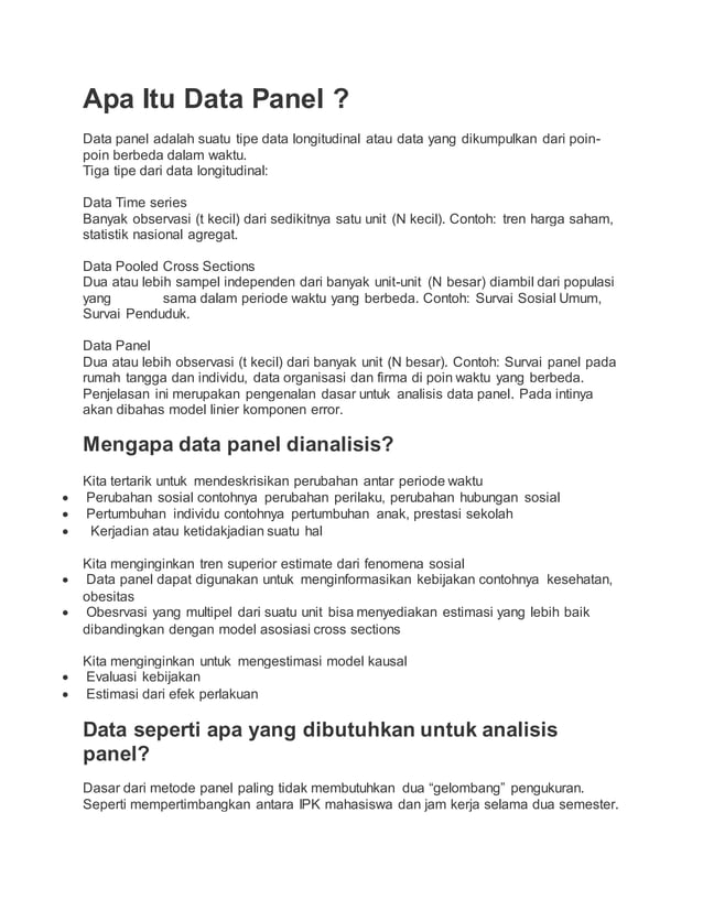 Apa itu data panel | DOCX