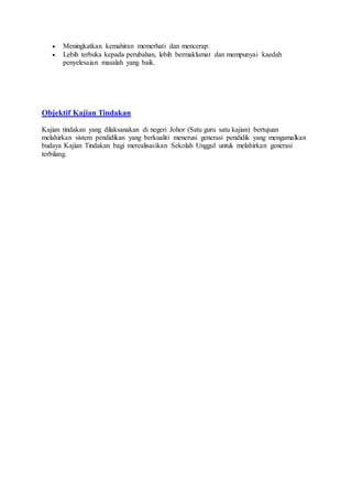 Apa itu kajian tindakan | DOCX