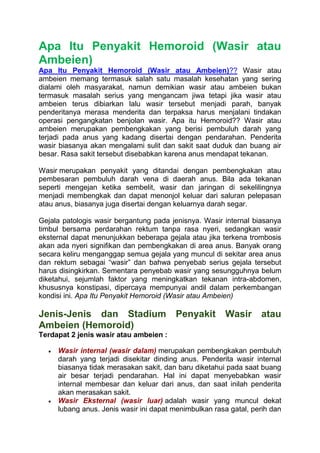 Apa itu penyakit hemoroid (wasir atau ambeien) | PDF