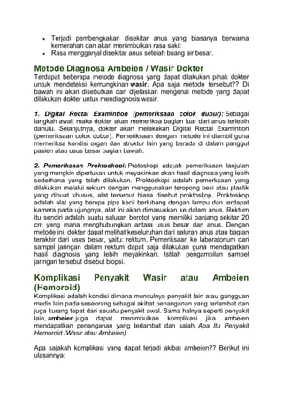 Apa itu penyakit hemoroid (wasir atau ambeien) | PDF