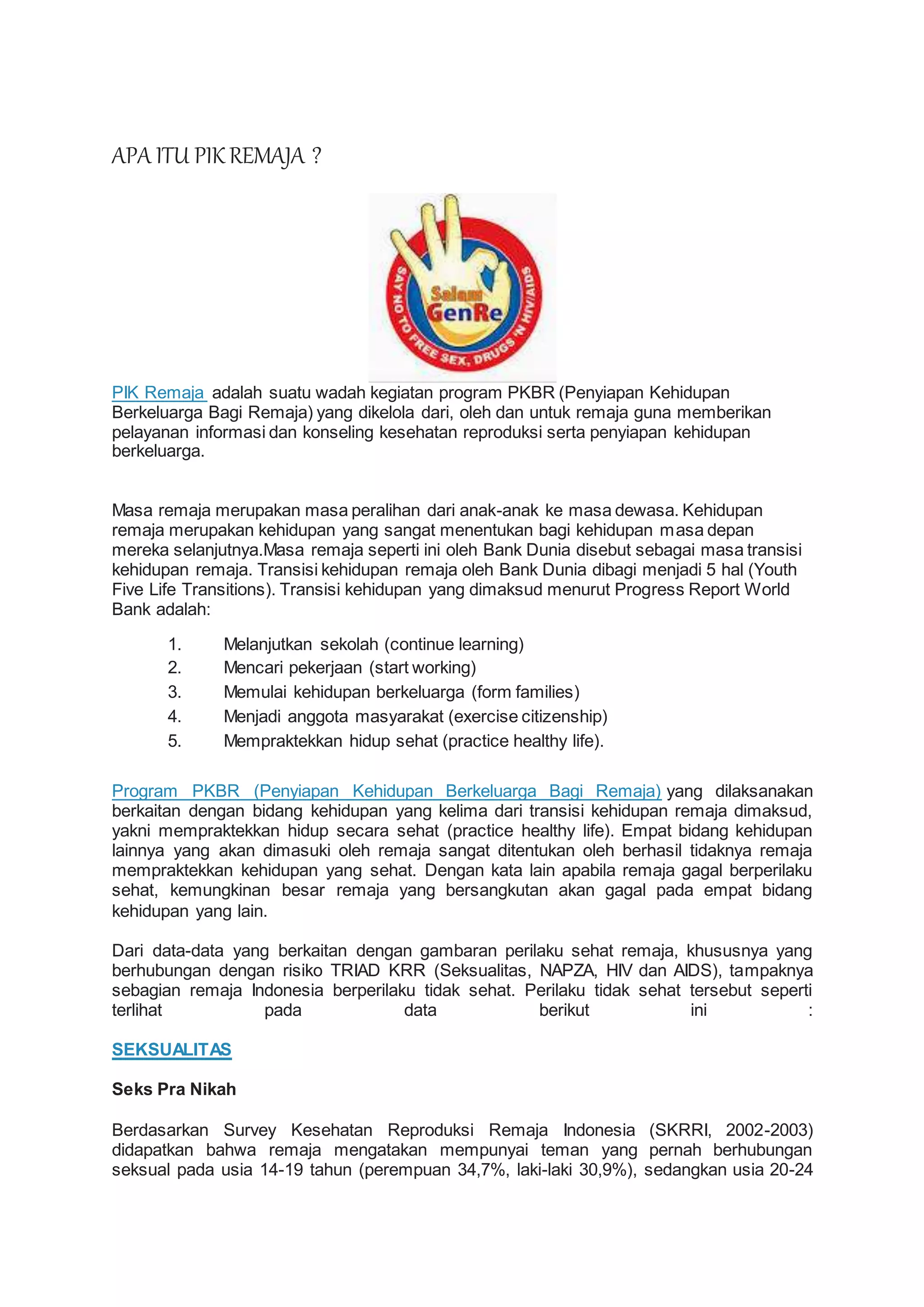 Apa itu pik remaja | PDF