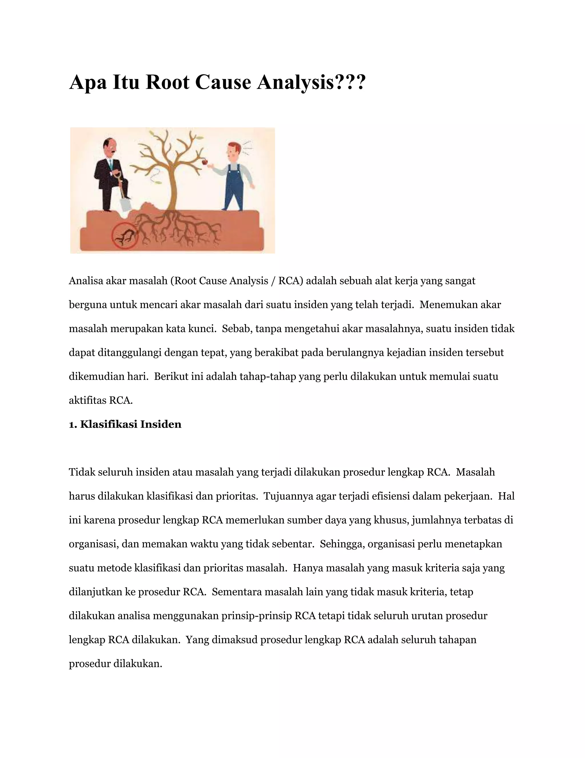 Apa itu root cause analysis | DOCX