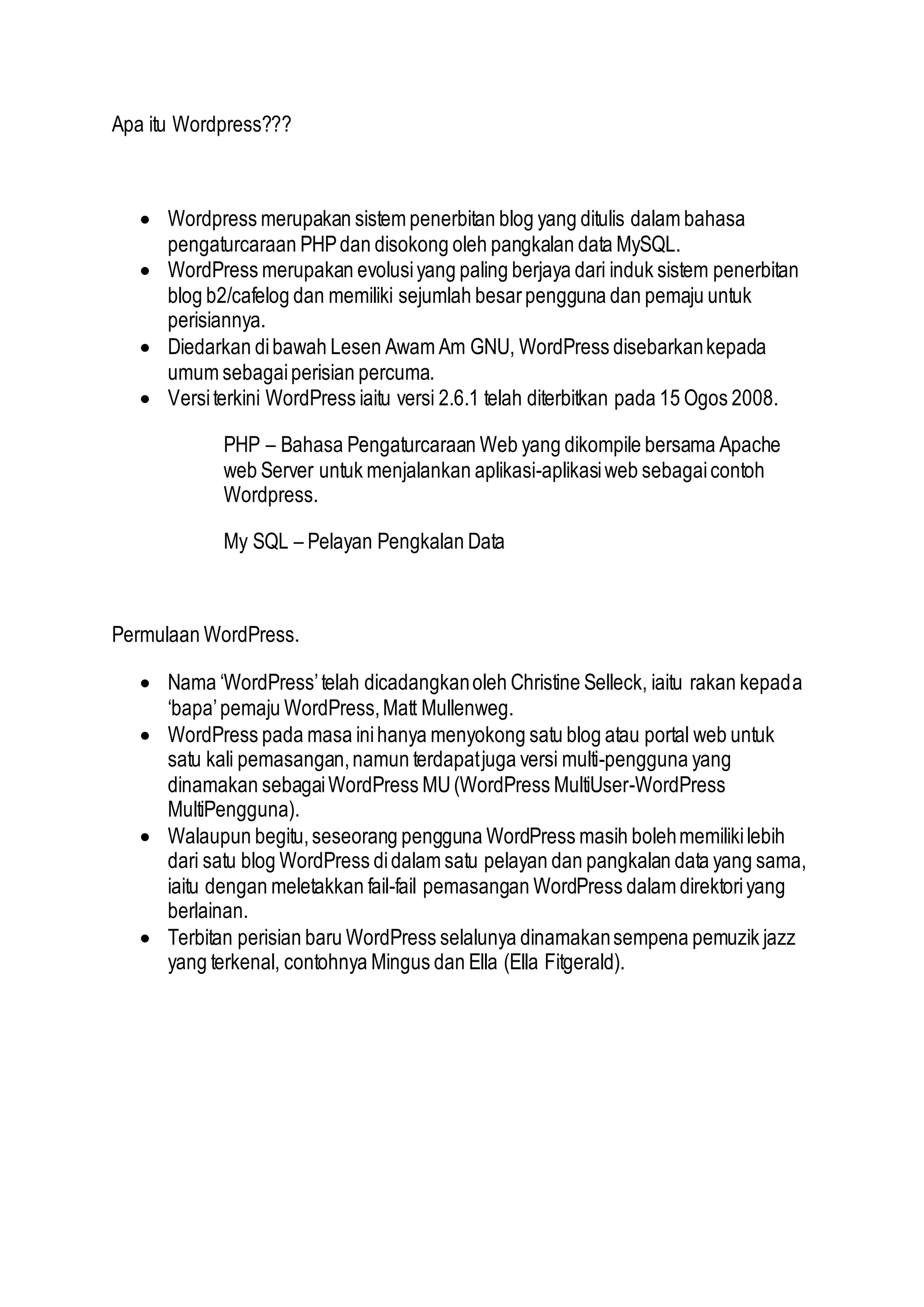 Apa itu wordpress | DOCX