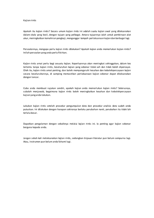 Apakah kajian rintis | DOCX