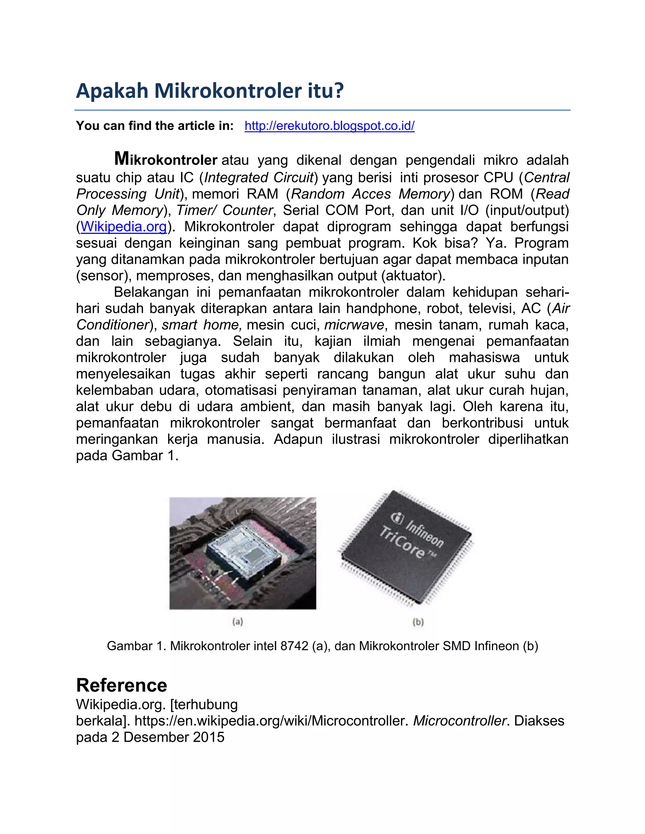 Apakah mikrokontroler itu | PDF