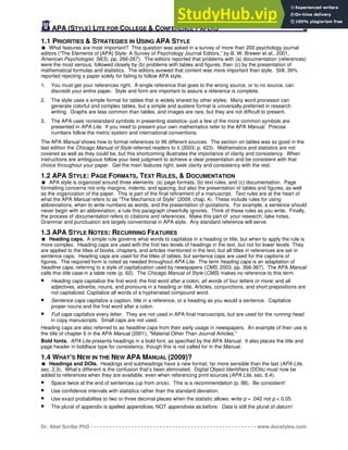 APA LITE TOPICS STUDENTS SHUNNED BY APA -STYLE GOES UNDERGROUND | PDF