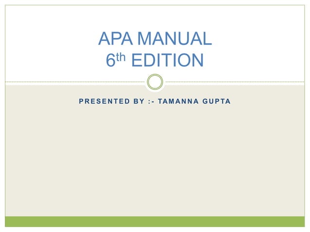 APA Manual Chapter 8 | PPT