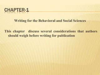 APA manual PPT Chapter - 1 | PPTX