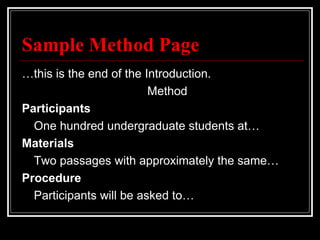 Apa method section | PPT