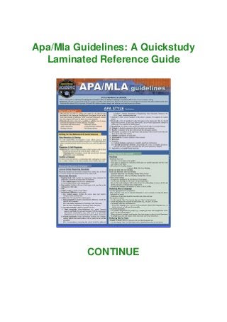 PDF⚡ Apa/Mla Guidelines: A Quickstudy Laminated Reference Guide