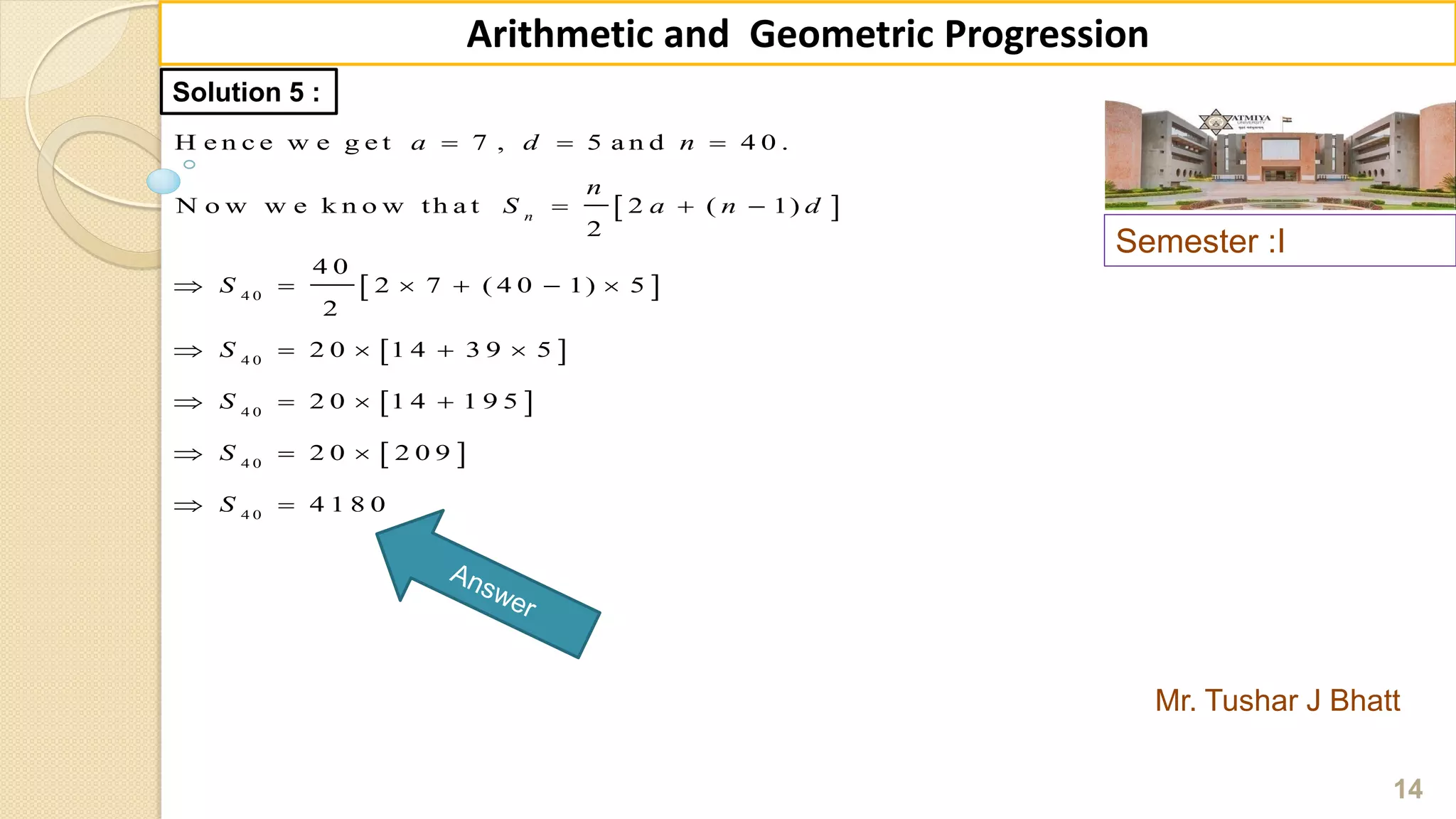 Arithmetic and Geometric Progressions | PDF