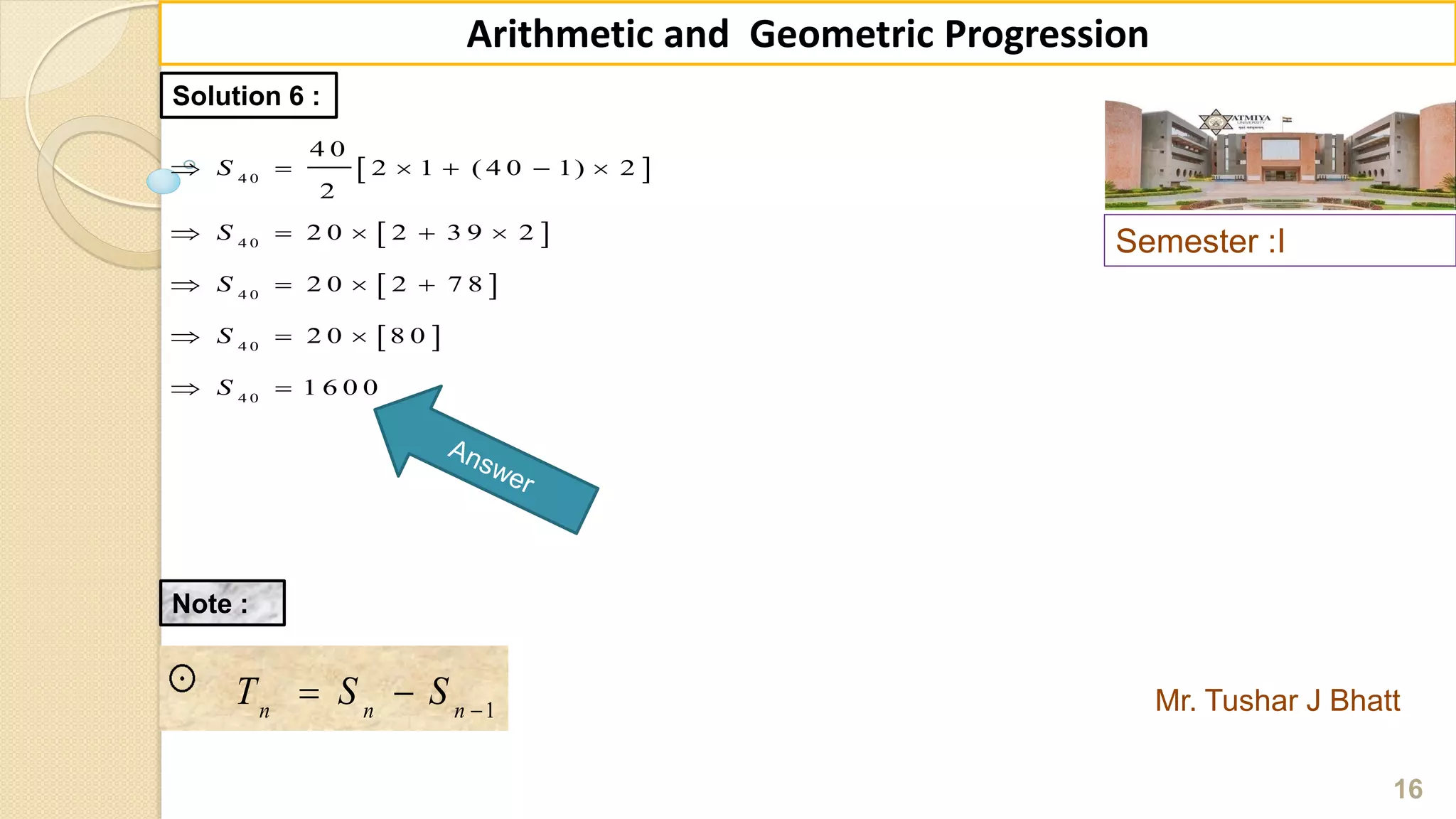 Arithmetic and Geometric Progressions | PDF