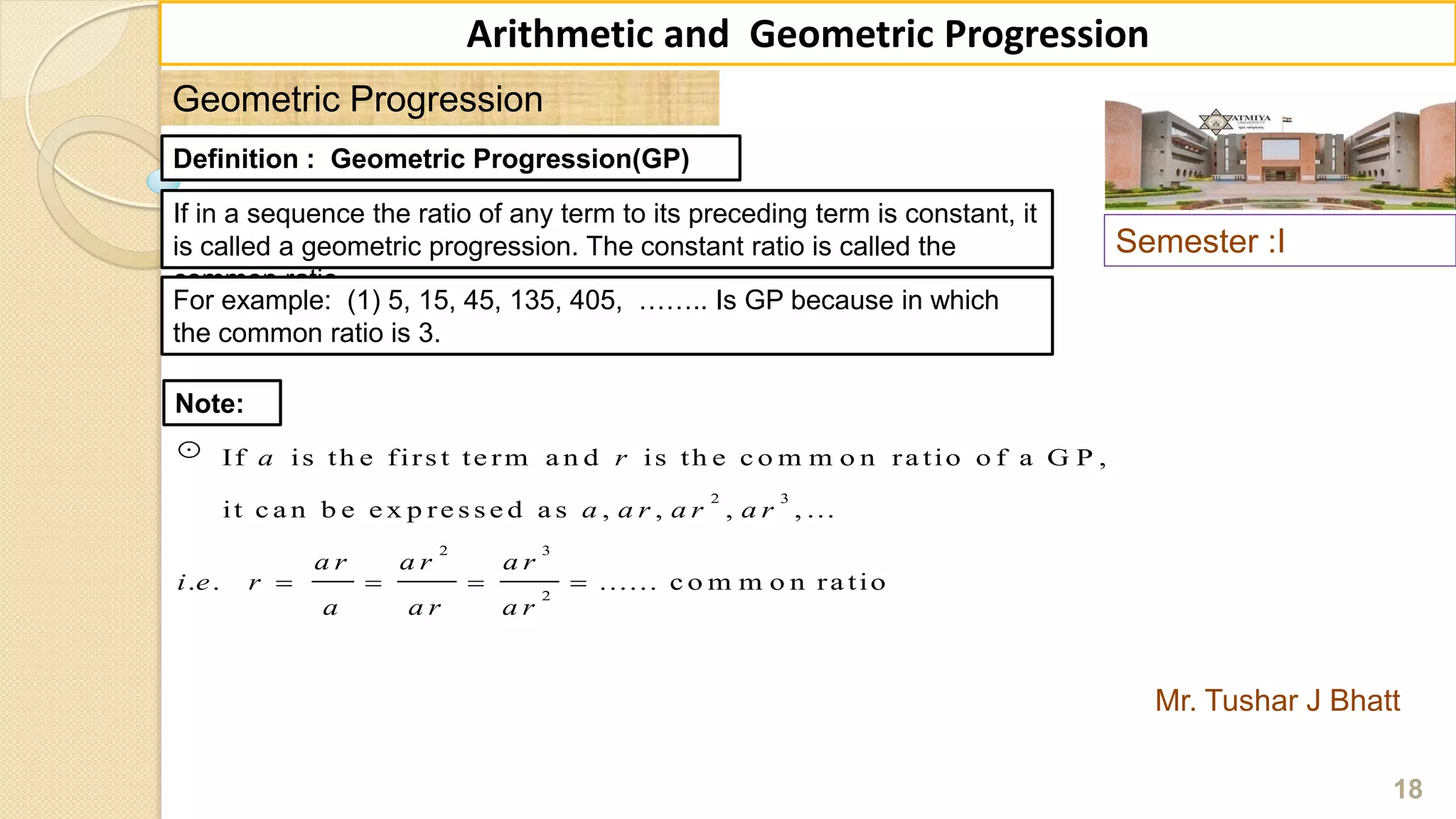 Arithmetic and Geometric Progressions | PDF