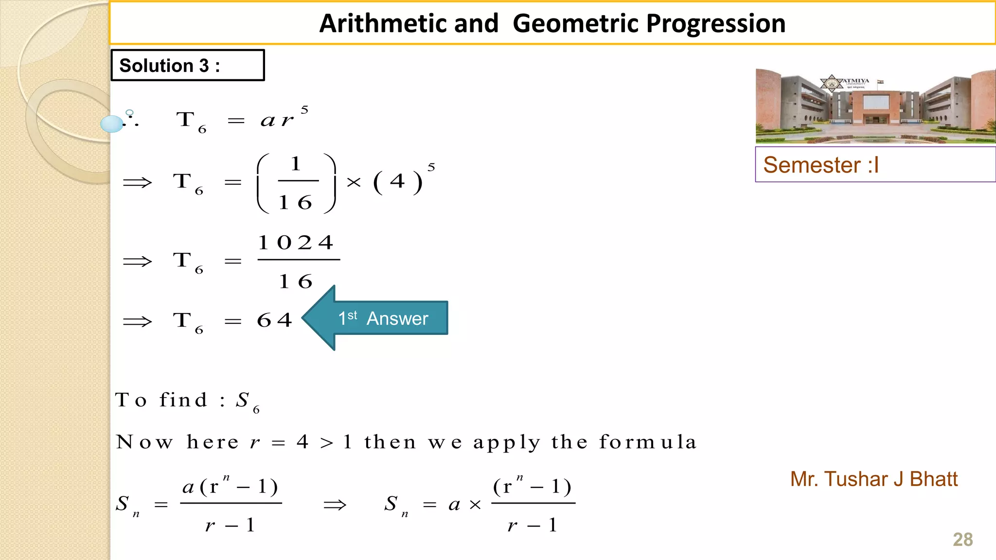 Arithmetic and Geometric Progressions | PDF