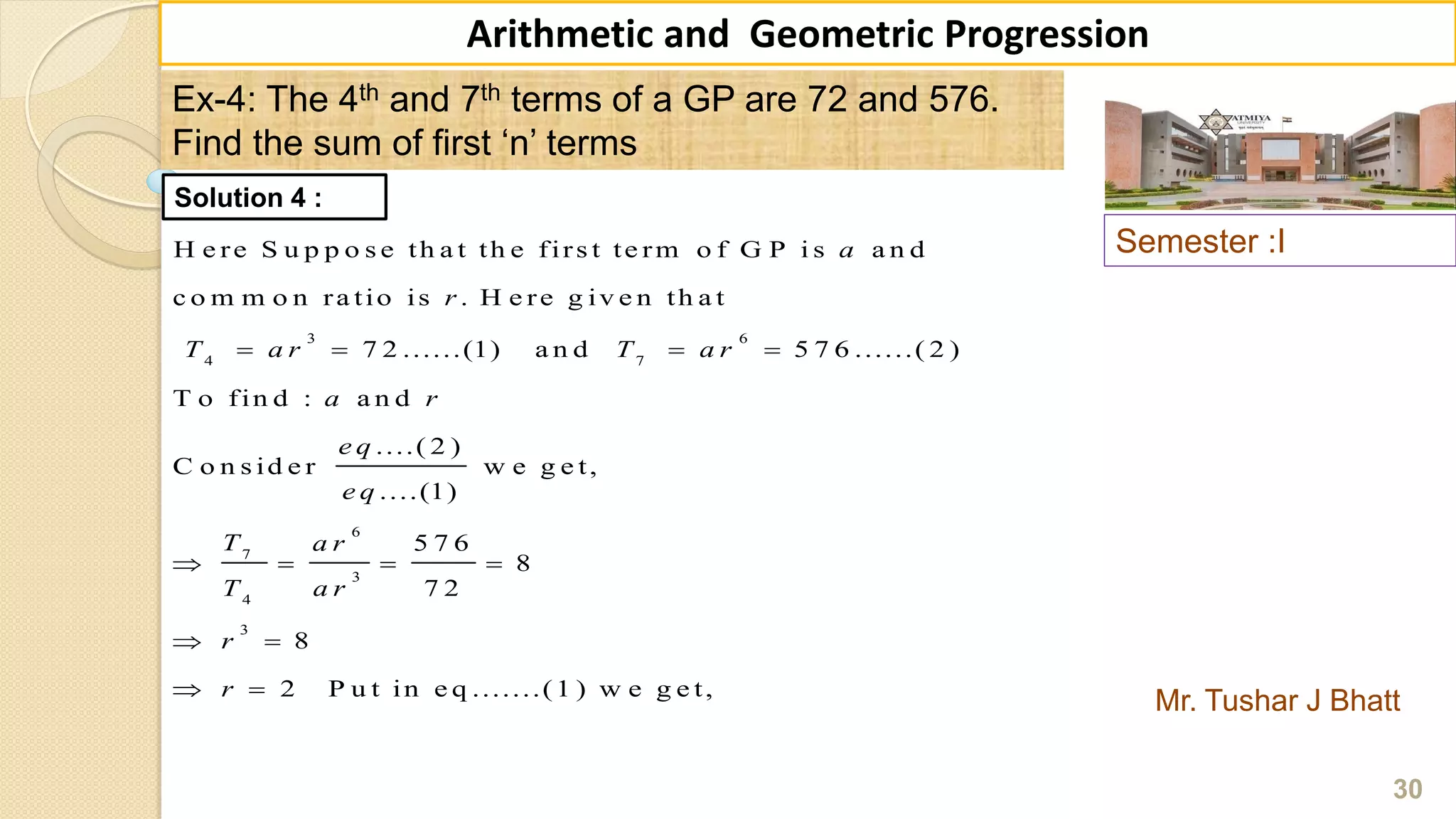 Arithmetic and Geometric Progressions | PDF