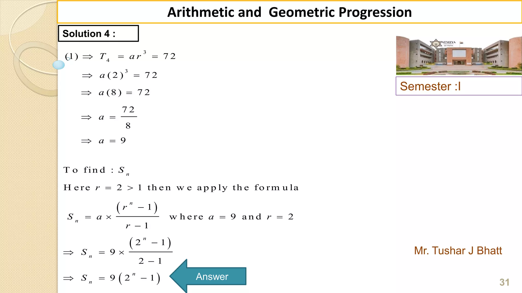 Arithmetic and Geometric Progressions | PDF