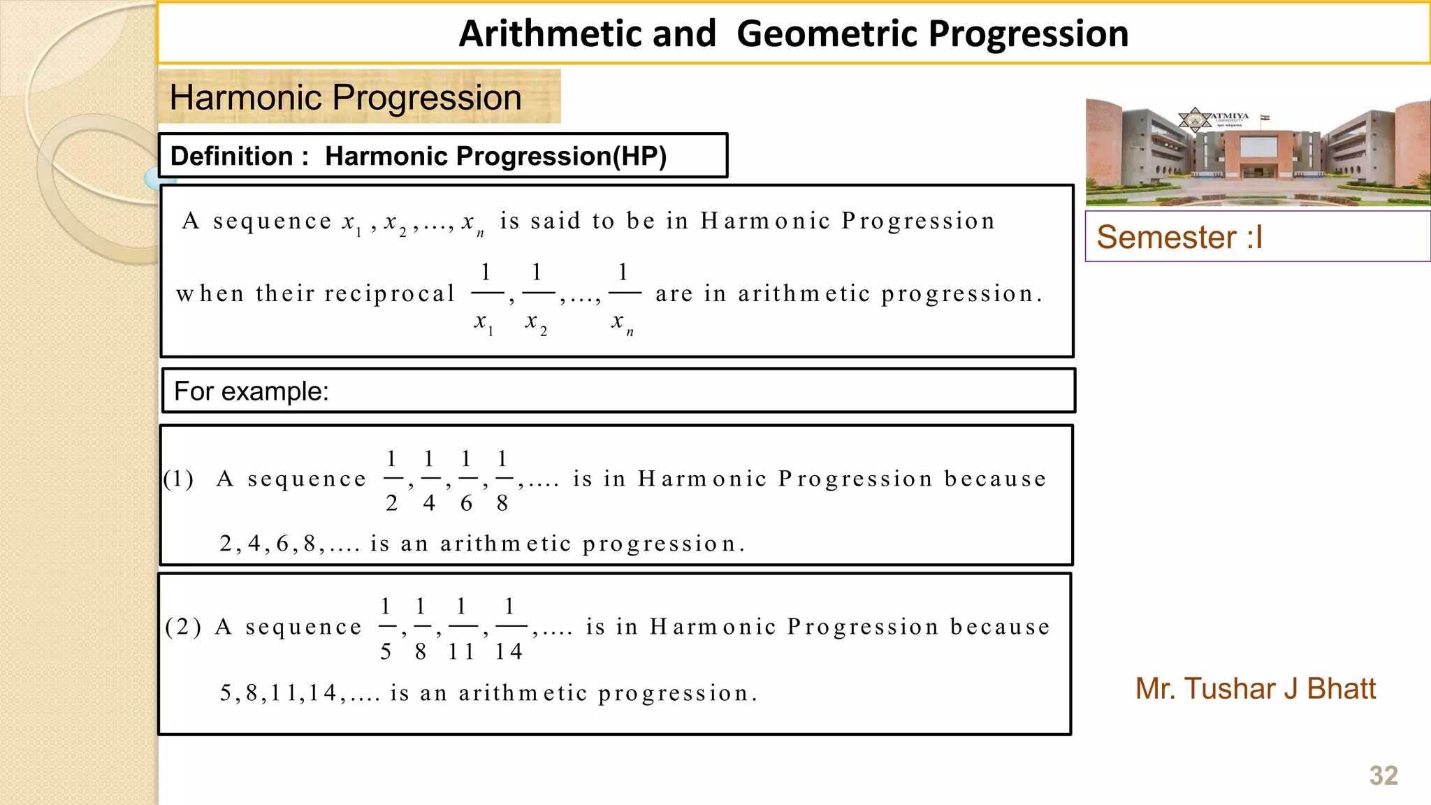 Arithmetic and Geometric Progressions | PDF